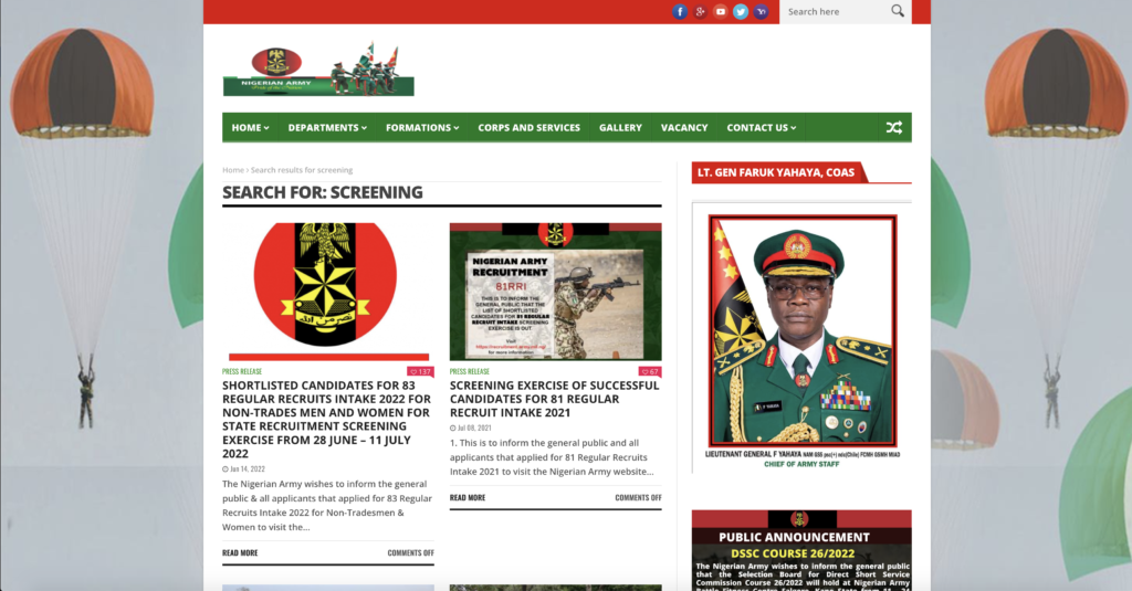 Nigerian Army Screening Date 2026/2027 | Screening Requirements & Venue ...